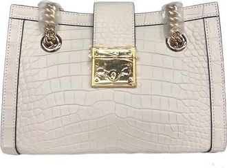 Generic Sac cabas pour femme en cuir de ventre de crocodile, sac &agrave; bandouli&egrave;re &agrave; cha&icirc;ne, sac &agrave; rabat en cuir dalligator v&eacute;ritable, sac bandouli&egrave;re simple