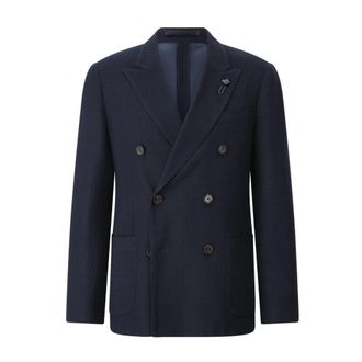 Lardini Doppelreihiger Baumwoll-Blazer - - Jackets - Herren - Blau - L