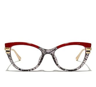 Generic Lunettes &agrave; motif oeil de chat - Monture rouge/noire et multicolore avec d&eacute;tails dor&eacute;s, lunettes &eacute;l&eacute;gantes d&eacute;coratives au quotidien pour femme, Rouge/n