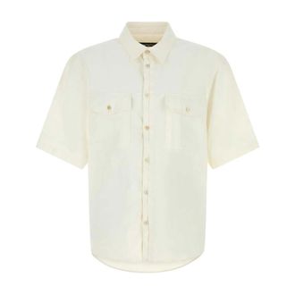 Dsquared2 Homme, Chemises, Blanc, Taille: 3XL Chemise &agrave; Manches Courtes en Lin