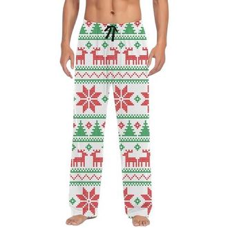 Generic Pantalon de jogging pour homme - Pantalon de loisirs de No&euml;l pour homme - Pantalon de pyjama avec cordon de serrage et poches - Pantalon de No&euml;l, Vert
