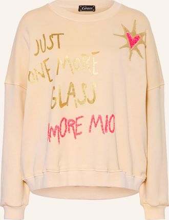 Grace Grace Sweatshirt Amore Mit Pailletten weiss