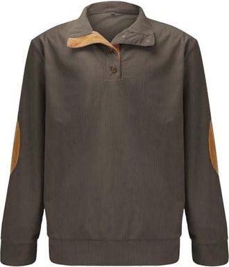 Generic DENGJIAMY - Chandail en velours c&ocirc;tel&eacute; pour homme, chemise &agrave; manches longues, haut d&eacute;contract&eacute;, classique, basique, tendance, grande taille pour homme