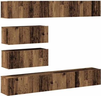 vidaXL Vidaxl - 6-tlg. TV-Schrank-Set Wandmontage Altholz-Optik Holzwerkstoff