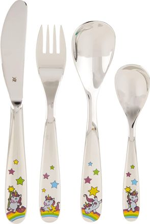 WMF Einhorn Kinderbesteck Set 4-teilig, Kinderbesteck Edelstahl, Besteck Kinder 3-9 Jahre, Cromargan poliert, spülmaschinengeeignet