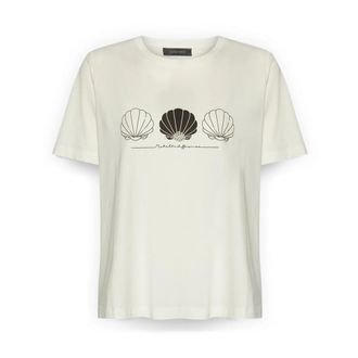 Elena Miro Bedrucktes Baumwoll-T-Shirt mit Perlen - - Tops - Damen - Wei&szlig; - M
