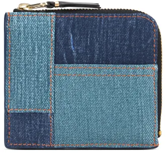 Comme Des Gar&ccedil;ons Womens Compact Zip Wallet Blue Denim Lambskin & Purses