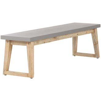Beliani Beliani - Banc Spacieux et Rustique Gris en Fibre-Ciment et Bois dAcacia 160 cm Pour Ext&eacute;rieur Jardin Terrasse Oria