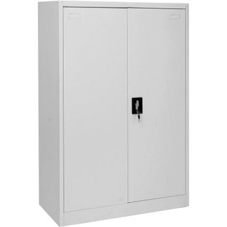 Hhg Aktenschrank 731, Stahlschrank B&uuml;roschrank Schrank, 2 T&uuml;ren abschlie&szlig;bar Metall 140x90x40cm grau