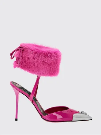 Philipp Plein Escarpins slingback en cuir verni avec Skull et talon aiguille