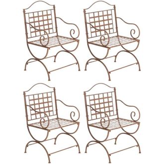 Clp Lot de 4 chaises de jardin Lotta en fer avec accoudoirs Marron antique