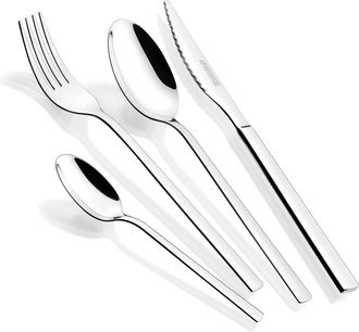 Monix Amalfi 24-teiliges Besteckset mit Steakmesser, Edelstahl 18-10, polierte Oberfl&auml;che, sp&uuml;lmaschinenfest