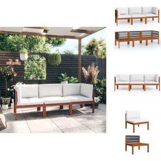 vidaXL Gartenm&ouml;bel-Sets - Living 3-Sitzer-Gartensofa mit Kissen Massivholz Akazie