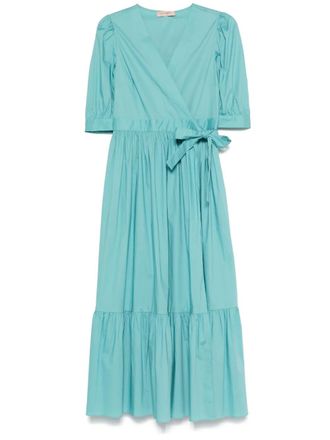 Twin-Set robe portefeuille à coupe mi-longue - Bleu