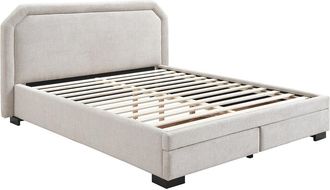 Vente-Unique Lit 2 Personnes Avec sommier - 140 x 190 cm - Beige - INASTO