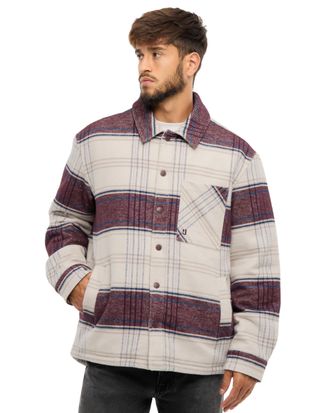 Johnny Urban Gefütterte Hemdjacke Herren Weiß Rot - Jaro - Padded Overshirt für Herbst und Winter - Oversize Übergangsjacke Kariert - Leicht Gefüttert