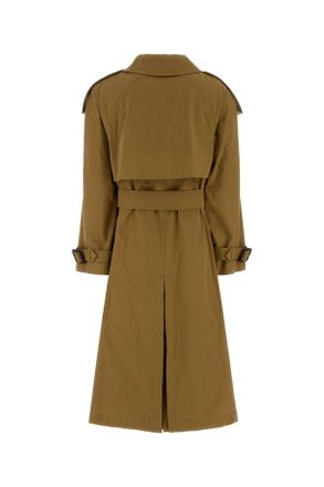 Burberry Womens Mud Canvas Fitzrovia Trench Coat Lignumbrown Polyester Cotton