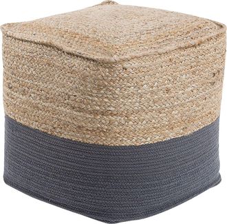 Beliani Boho Pouf Baumwolle Jute quadratisch beige/rdunkelgrau Kirama