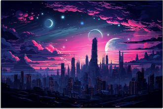 Wallario selbstklebendes Poster - Galaxie in der Abenddämmerung, Aufkleber in Premiumqualität, Klebefolie Größe: 100 x 150 cm XXL-Poster