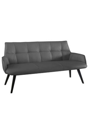 Novel Sitzbank, Anthrazit, Holz, Leder, Echtleder, Color-Finish-Leder, Rauleder, Buche, massiv, 3-Sitzer, 160x89.5x64 cm, FSC, Lederauswahl, Esszimmer, B&auml;nk