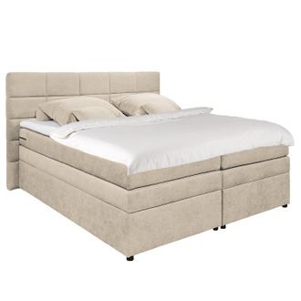 Fredriks home24 Boxspringbett Poppel 180 x 200cm Mischgewebe Beige/Sand