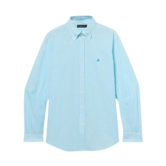 Brooks Brothers Homme, Chemises, Bleu, Taille: 3XL Chemise Seersucker Coupe Standard &agrave; Col Boutonn&eacute;