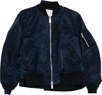 sacai Femme, Vestes, Bleu, Taille: 40 FR Blouson en twill de nylon
