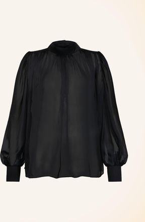 Helene Galwas Langarmbluse Aus Seidenchiffon Bibi schwarz