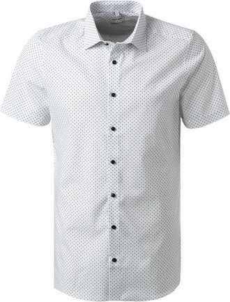 Olymp Herren Kurzarmhemd blau gemustert