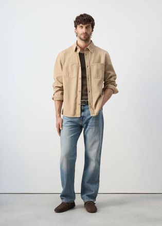 Mango Overshirt aus 100 % Baumwolle mit Taschen beige - Herren - S - MANGO MAN
