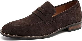 Generic Mocassins en daim pour homme, style britannique à enfiler, chaussures décontractées tendance, marron foncé, 39 1/3 EU