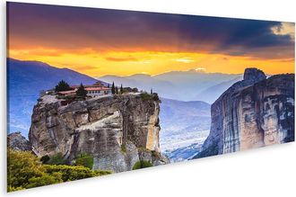 Islandburner Leinwandbild Kloster Heilige Dreifaltigkeit Klippe Griechische Reiseziele Meteora K - Leinwand 120x40cm - Panorama