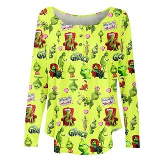 Generic Le Grinch Tshirt Noel Femme Vetement Pyjama Chaud Col V Pulls Oversize Sweat Christmas Costume Adulte Sweatshirts Noël Vêtements 2025 De Drole Pull Mo