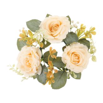 Cabilock Kerzenring Aus K&uuml;nstlichen Blumen Boho Kranz Aus Kunststoff F&uuml;r S&auml;ulenkerzen Tischdekoration Hochzeit Party