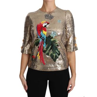Dolce & Gabbana Bluse Kurzarm Rundhals-Top - - Blouses & Shirts - Damen - Gelb - 2XS