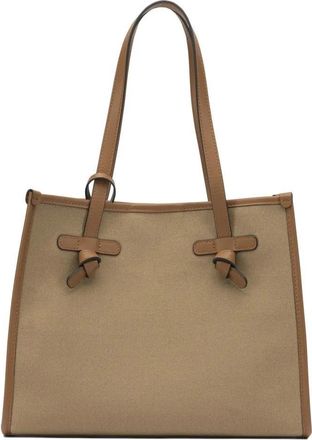 Gianni Chiarini Hobo Bags - Beige Canvas And Leather Shoulder Bag - Gr. unisize - in Beige - f&uuml;r Damen