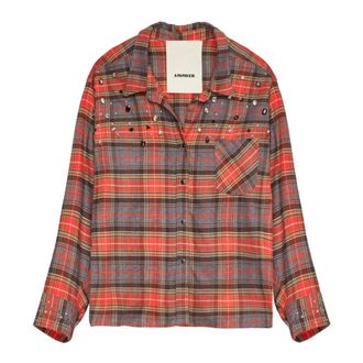 A Paper Kid Femme, Blouses et Chemises, Multicolore, Taille: 40 FR Camicia In Flanella Strass E Borchie