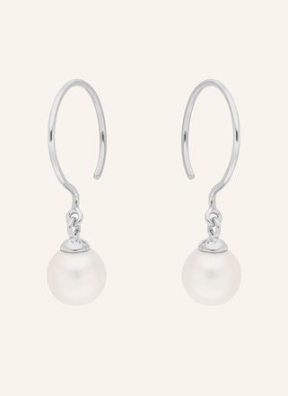 Leaf Ohrh&auml;nger Single Pearls Aus 14 Karat Wei&szlig;gold silber