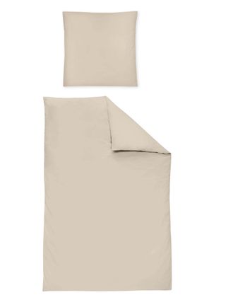 Irisette Mako-Satin Uni Bettw&auml;sche Set Uni Paris 8000 beige 200 x 220 cm + 2 Kissenbez&uuml;ge 80x80 cm