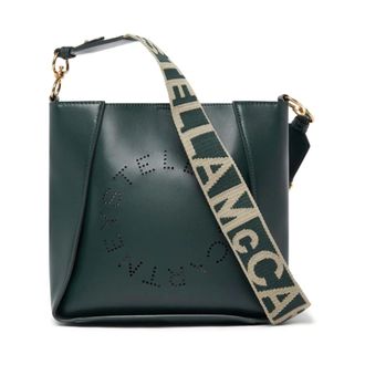 Stella McCartney Femme, Sacs, Vert, Taille: ONE Size Sac à Bandoulière Vert avec Logo Perforé