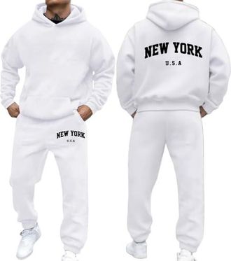 Generic Tenue dautomne 2 pi&egrave;ces pour homme avec capuche graphique - Ensemble de surv&ecirc;tement &agrave; capuche et pantalon de surv&ecirc;tement pour homme - V&ecirc;tements de d&eacute;t