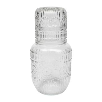 Generico Glaskaraffe mit, elegante Karaffe mit Schneeflocken-Design, Wasserkaraffe f&uuml;r Nachttisch, Schlafzimmer, K&uuml;che und Getr&auml;nke