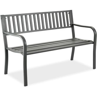 Relaxdays Banc de jardin Relaxdays, 2 places, H x L x P : 82 x 127,5 x 59,5 cm, acier, banc de jardin, terrasse, balcon, gris