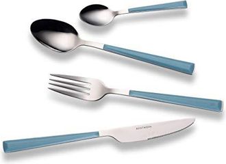 Echtwerk Echtwerk Besteck Set Basic mit Kunststoffgriffen, Campingbesteck, Picknickbesteck, leichtes Reisebesteck, Outdoor-Besteck für Grillen im Freien, 16-te