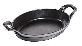 Staub Plat Empilable en Fonte, Ovale, Ø 21 cm, 0,70 L, Gris Graphite