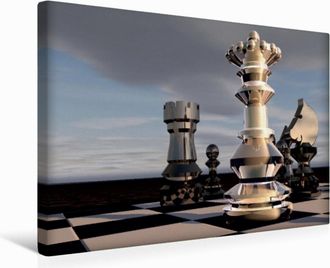 Calvendo Premium Textil-Leinwand 45 x 30 cm Quer-Format Spielzug - Schach, Spiel der Könige | Wandbild, HD-Bild auf Keilrahmen, Fertigbild auf hochwertigem Vli