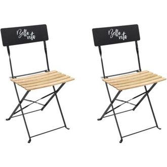 The Home Deco Factory Lot de 2 Chaises Pliante Bella Vita Noir