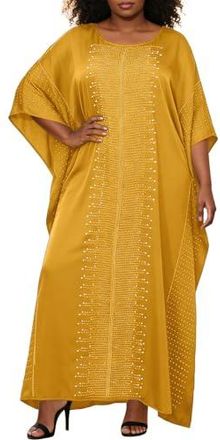 Generic 2026 afrikanische deko afircan Applique robe col bateau mousseline robe taille unique, Jaune 13, Taille unique