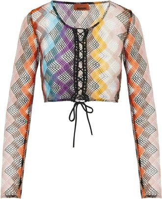 Missoni Femme, Blouses et Chemises, Multicolore, Taille: 38 FR Zig Zag Crop Top