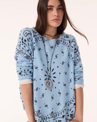 Kujten Pull cachemire col rond liquette - Pull Mela Bandana